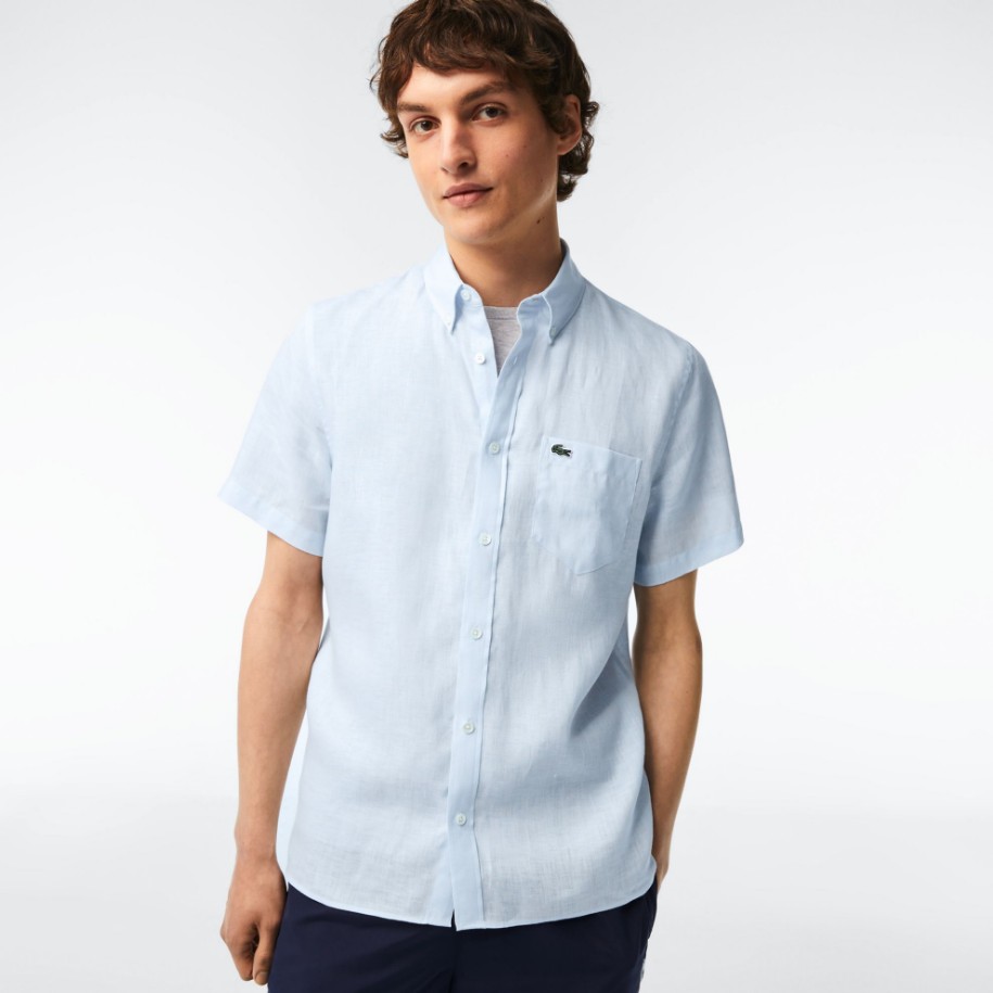 Ανδρικό Lacoste Κοντομάνικο Λινό Πουκάμισο | Lacoste Greece Online Boutique