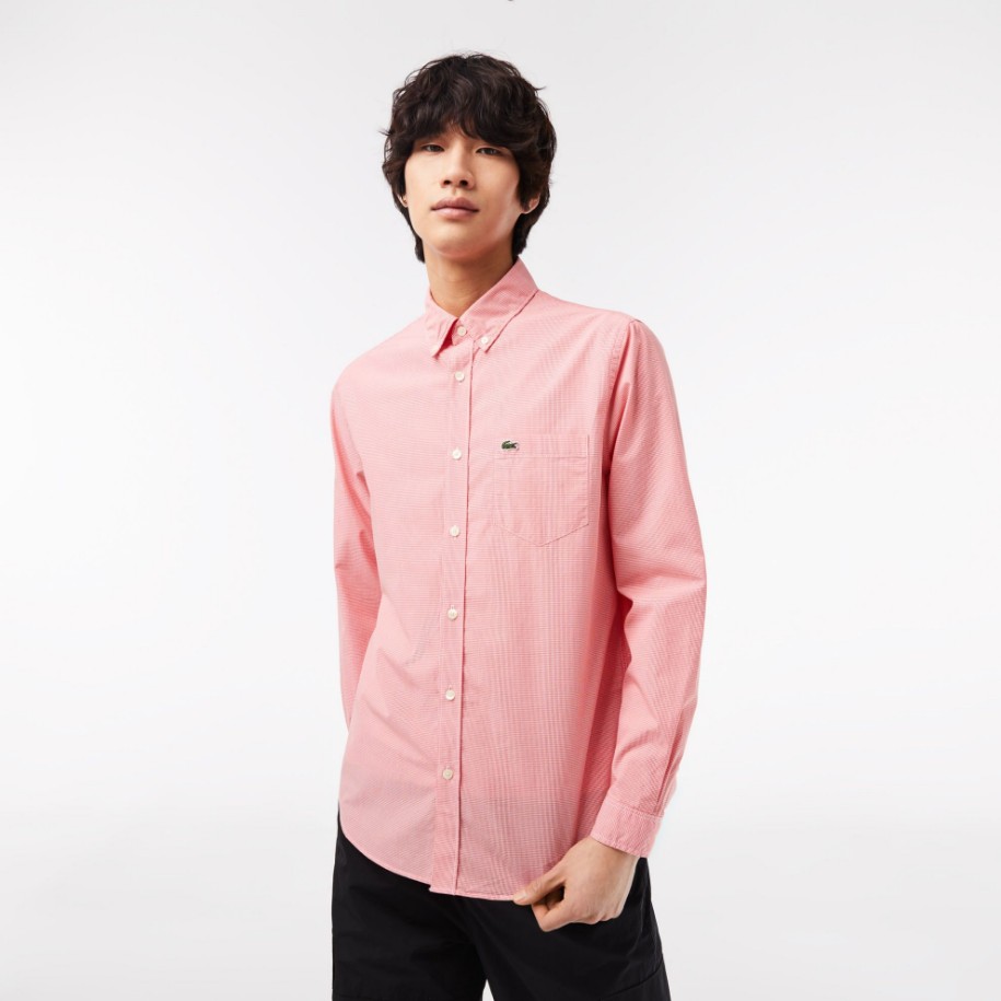 Ανδρικό Πουκάμισο από Βαμβακερή Ποπλίνα Regular Fit | Lacoste Greece ...