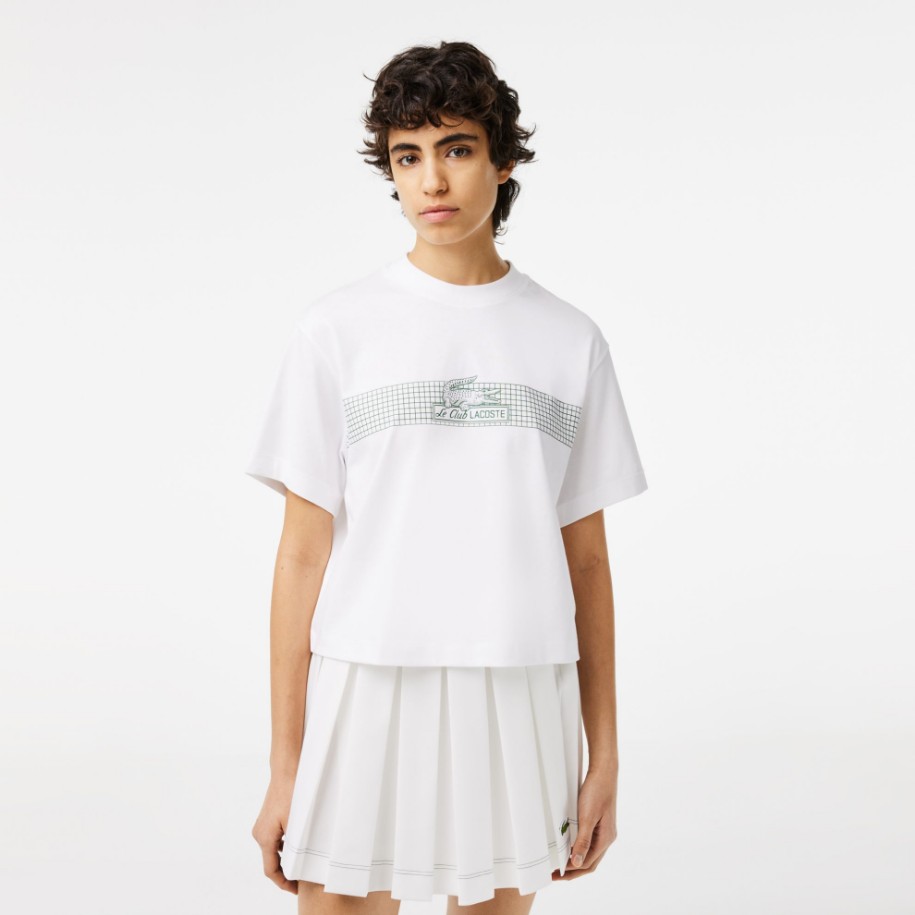 Γυναικείο Lacoste Oversize Net Print Jersey T-shirt | Lacoste Greece Online Boutique
