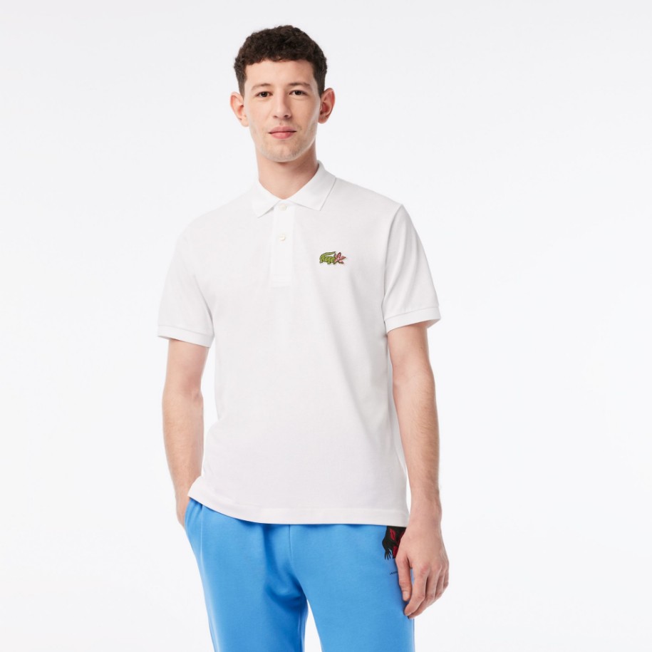 Ανδρική Lacoste x Netflix Organic Cotton Polo Μπλούζα Stranger Things ...