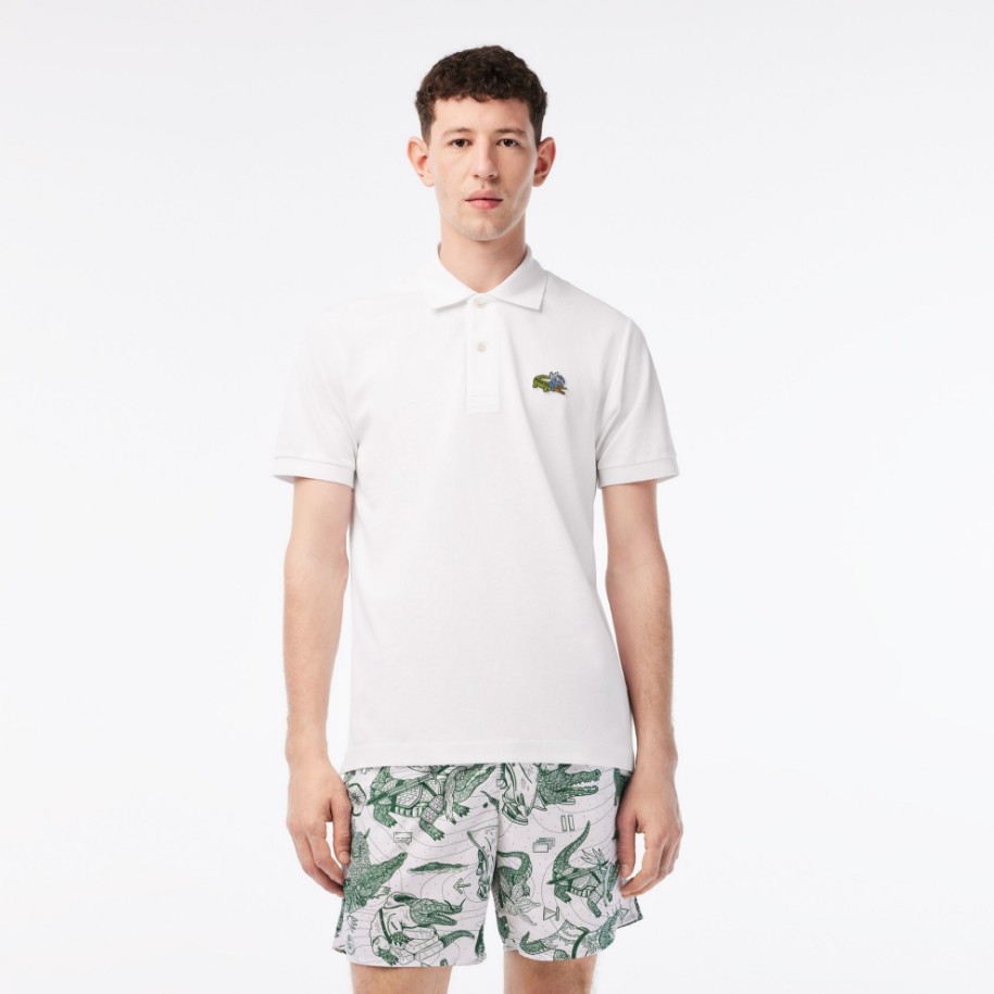 Ανδρική Lacoste x Netflix Organic Cotton Polo Μπλούζα Bridgerton ...