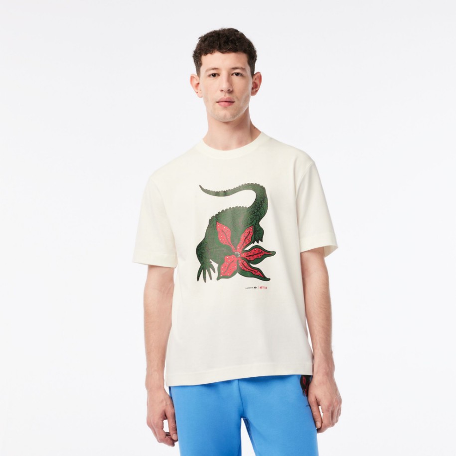 Ανδρικό Lacoste x Netflix Βαμβακερό T-Shirt Stranger Things | Lacoste ...