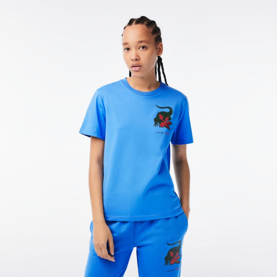 Γυναικείο Lacoste x Netflix Βαμβακερό T-shirt Stranger Things | Lacoste ...