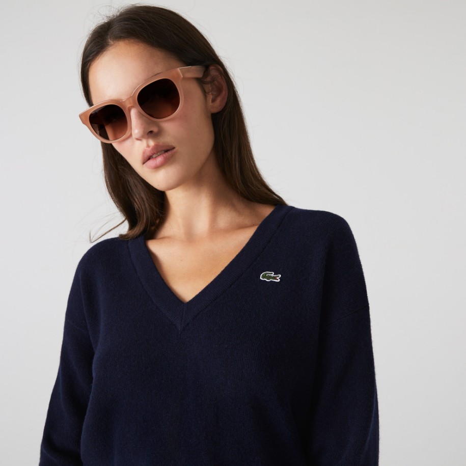 Γυναικείο Lacoste V-Neck Μάλλινο Πουλόβερ | Lacoste Greece Online Boutique