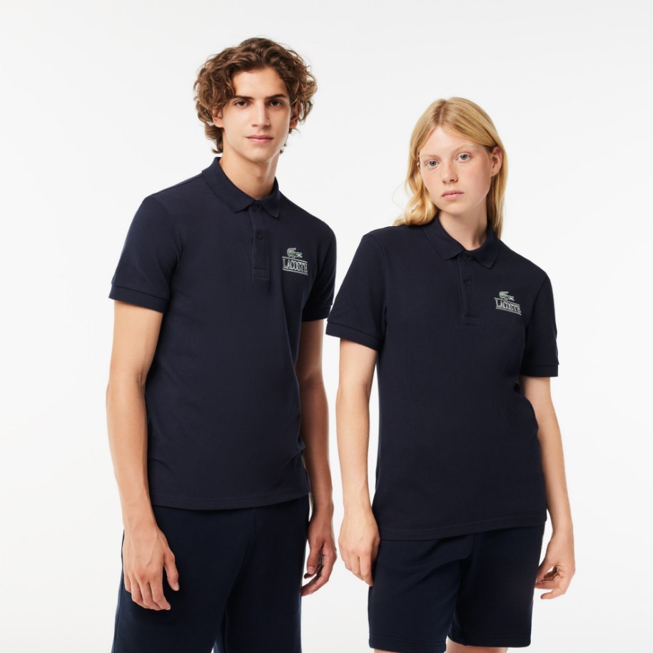 Unisex Signature Print Stretch Piqué Polo Μπλούζα | Lacoste Greece ...
