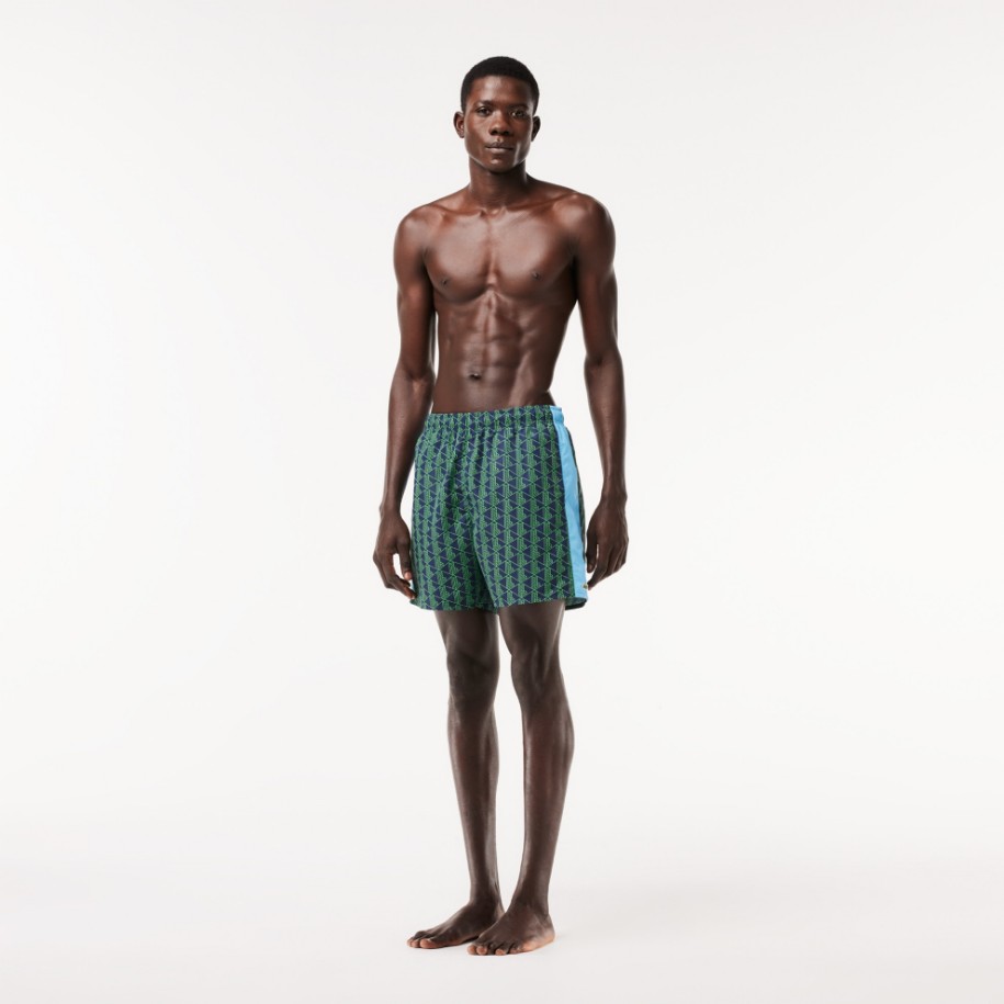 Ανδρικό Lacoste Mid Length Monogram Print Μαγιό | Lacoste Greece Online ...