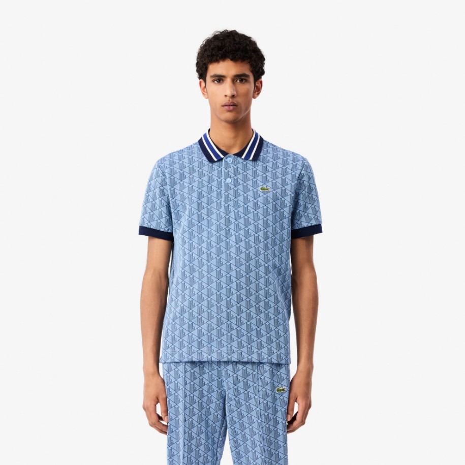 Ανδρική Contrast Collar Monogram Motif Polo Μπλούζα Classic Fit ...