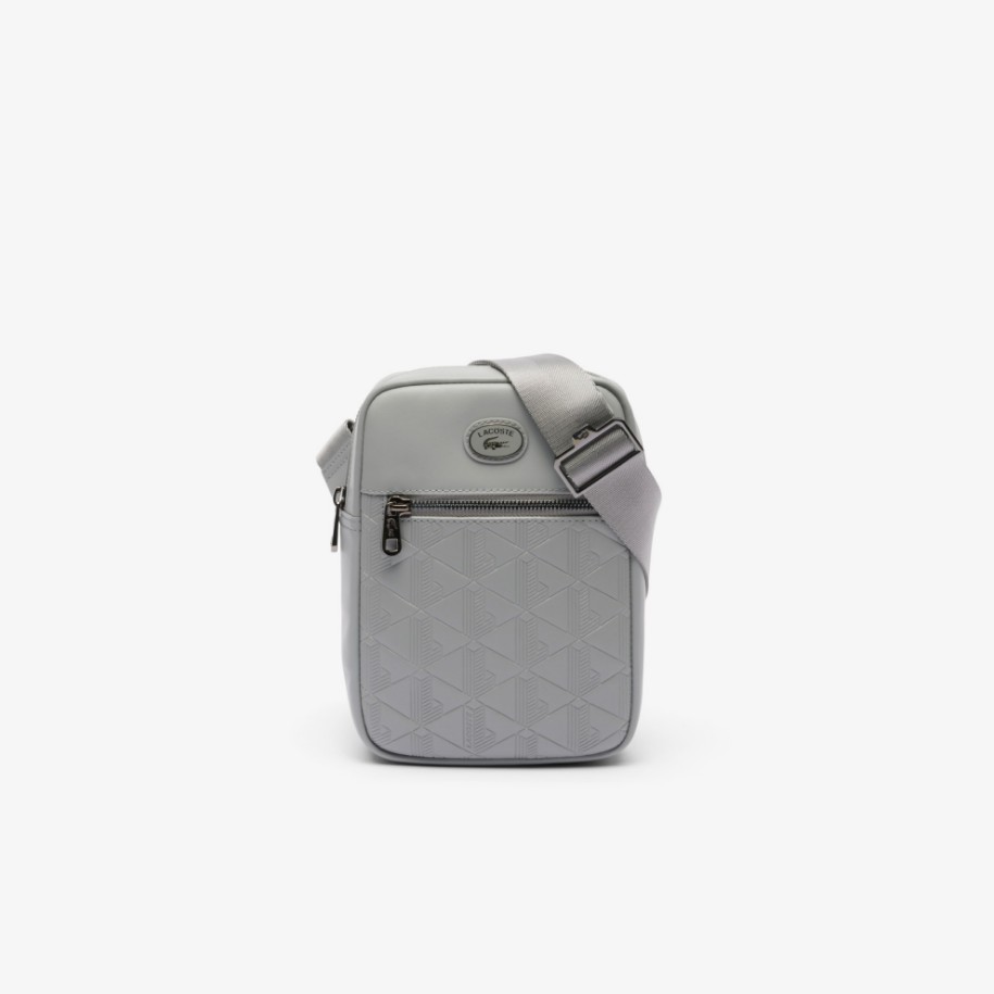 Ανδρική Lacoste Monogram Print Δερμάτινη Τσάντα Satchel | Lacoste ...