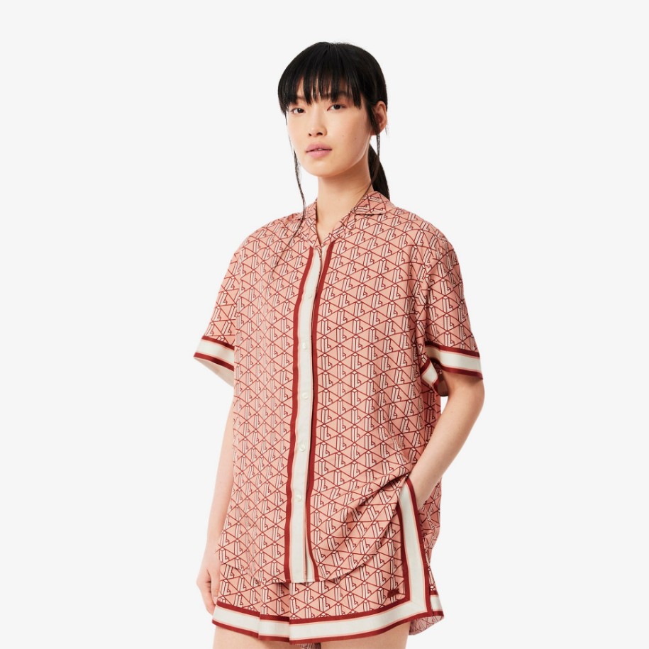 Γυναικείο Oversized Monogram Print Πουκάμισο | Lacoste Greece Online ...