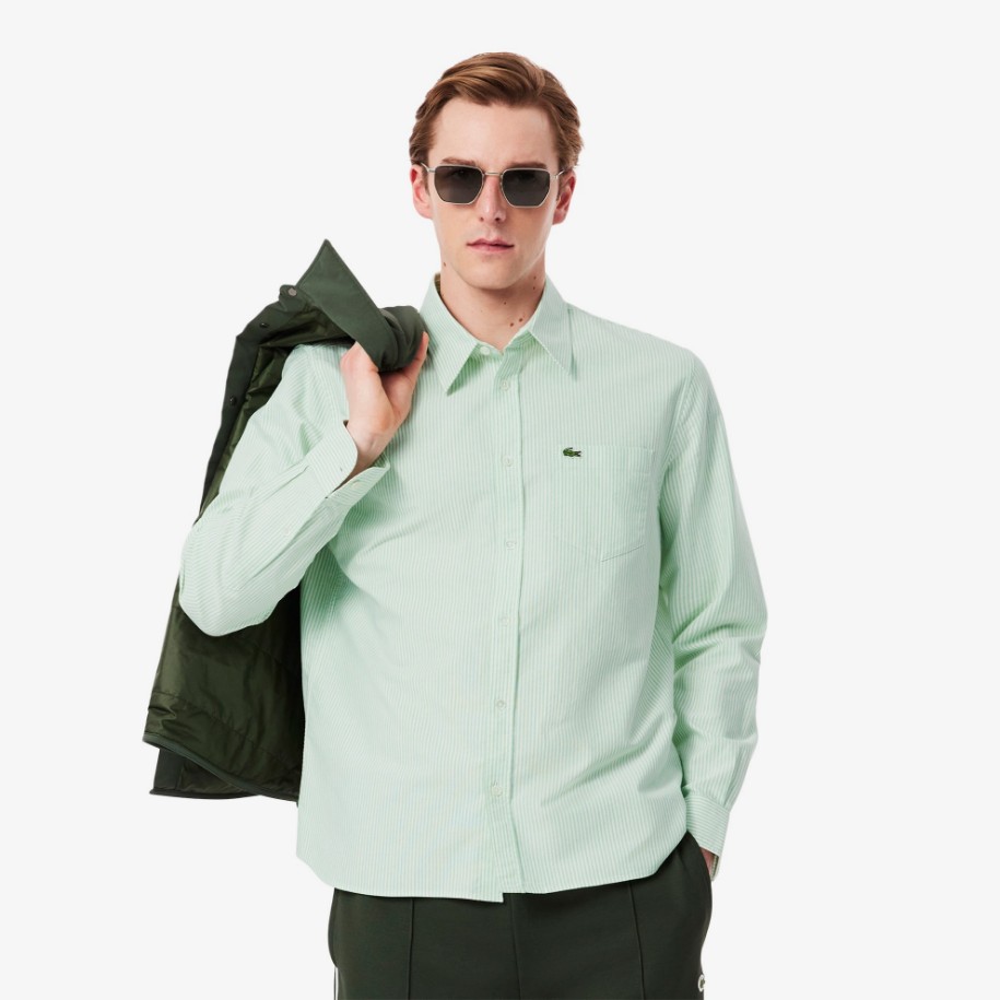 Ανδρικό Oxford Pocket Ριγέ Πουκάμισο Regular Fit | Lacoste Greece ...